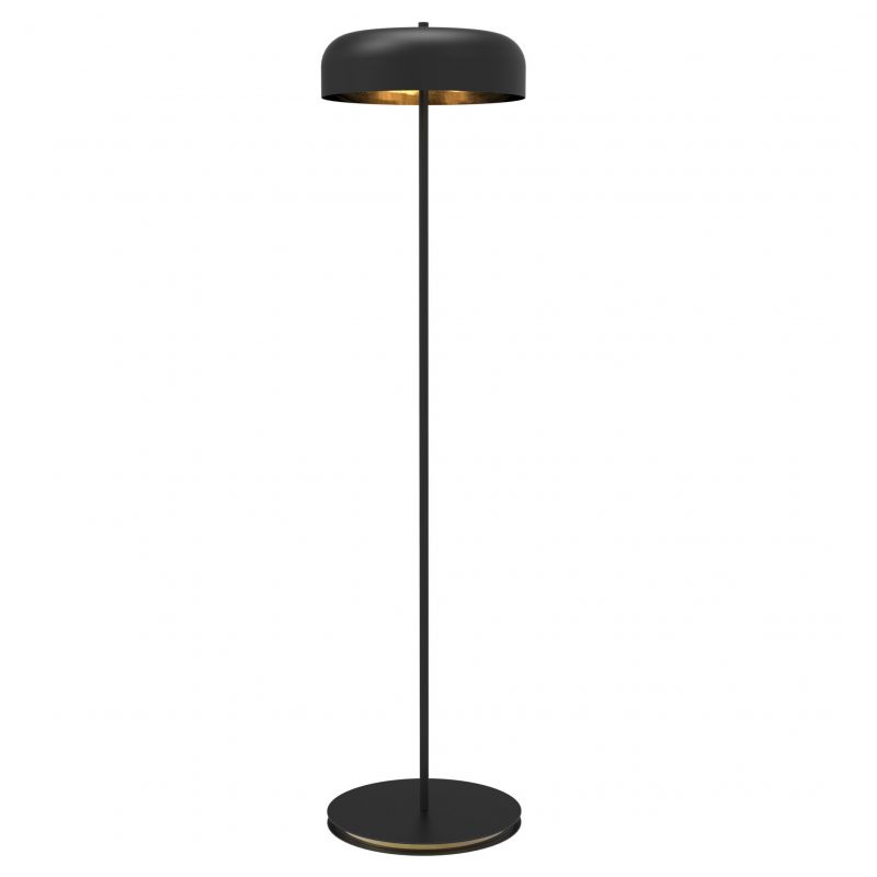 Matt Black Floor Lamp with Brushed Brass Interior - R&S Robertson