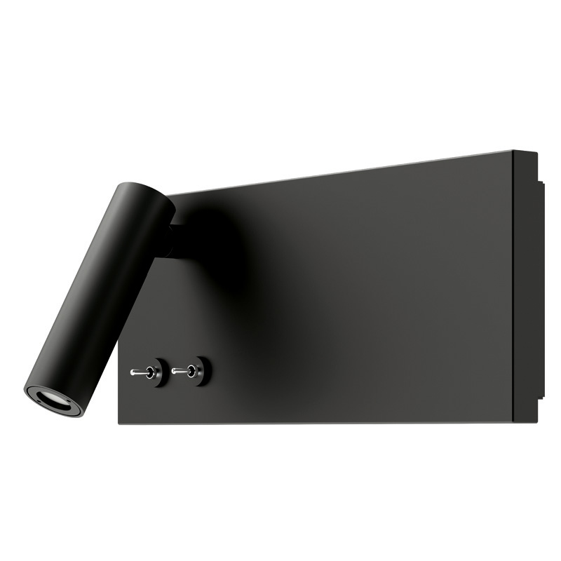 Matt Black LED Wall Light with LED Reading Light - R&S Robertson