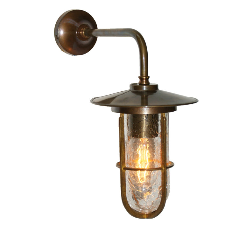 IP65 Antique Silver Fisherman Style Wall Light with Crackled Glass ...