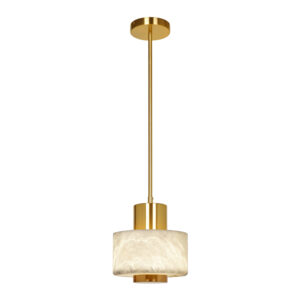 Satin Brass Pendant with Alabaster Diffuser - R&S Robertson