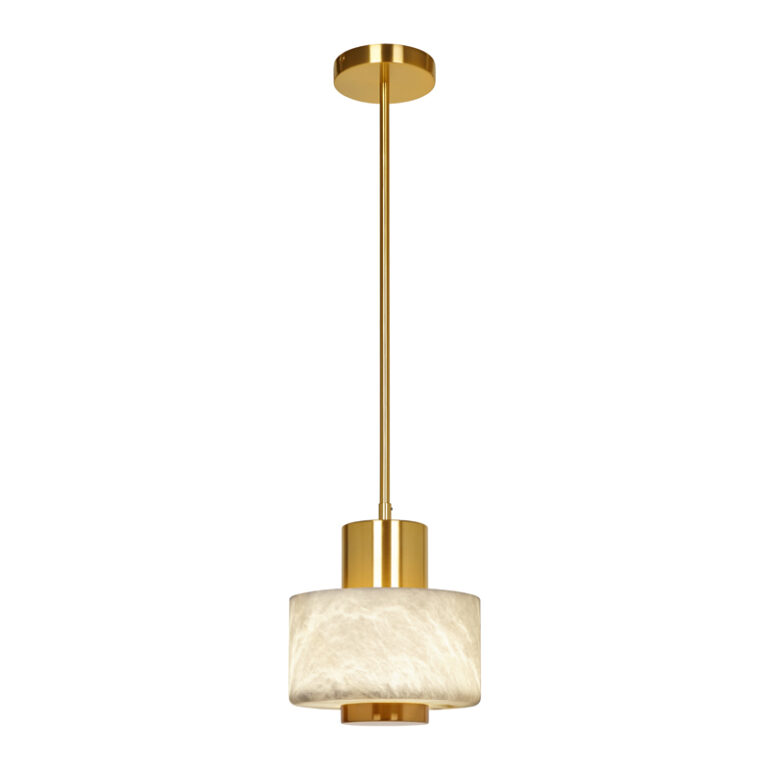 Satin Brass Pendant with Alabaster Diffuser - R&S Robertson