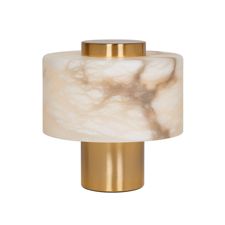 Satin Brass Table Lamp with Alabaster Diffuser - R&S Robertson
