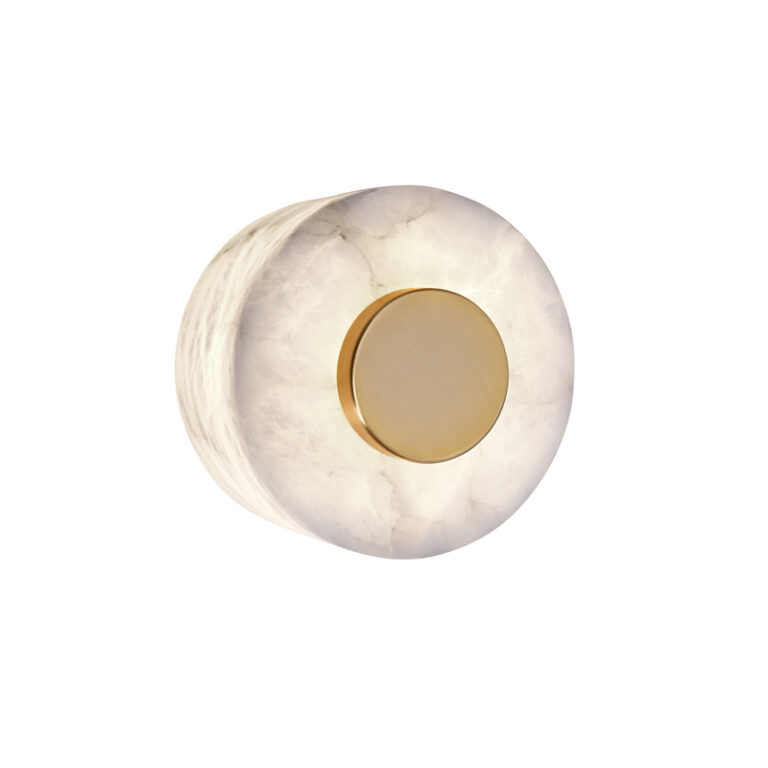 Satin Brass Wall Light with Alabaster Diffuser - R&S Robertson