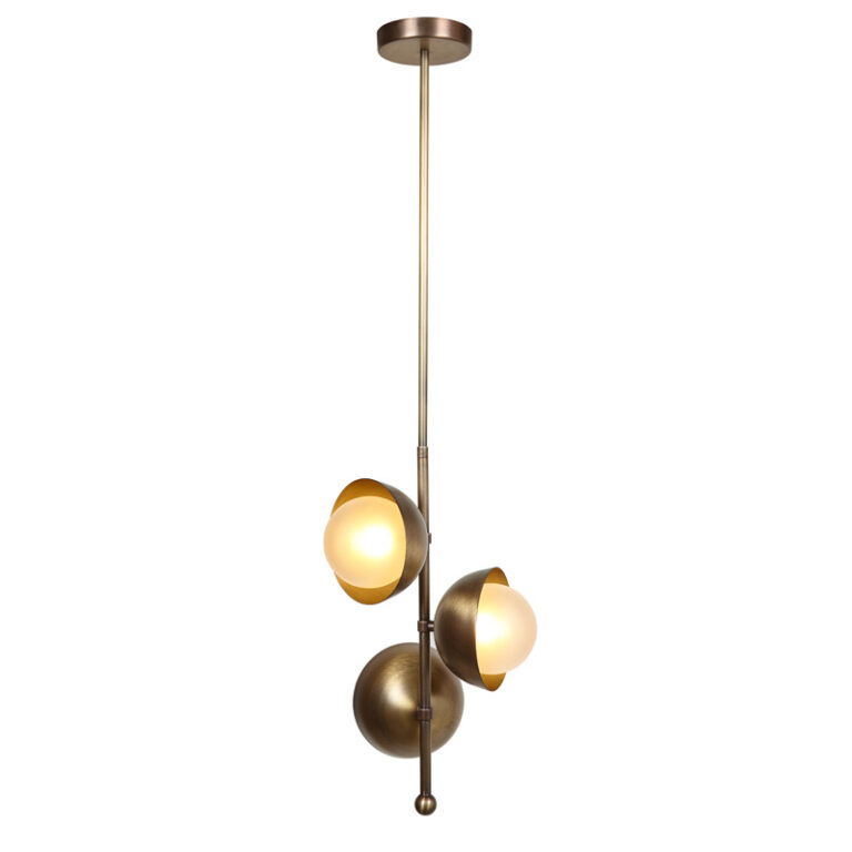 Matt Antique Brass 3 Light Vertical Pendant with Glass Diffusers - R&S ...