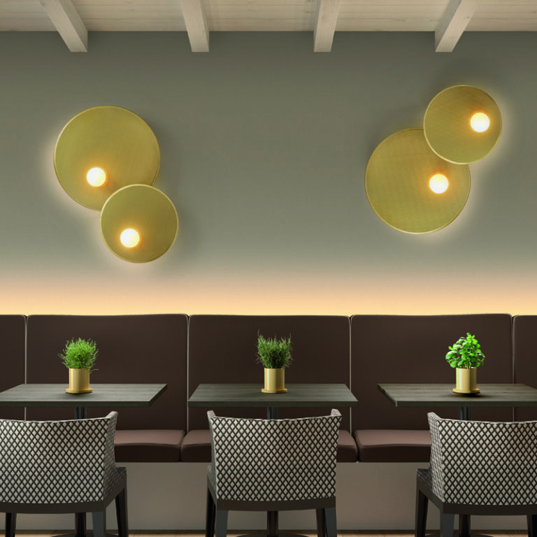 Large Matt Gold Circular Grid Wall Light with Opal Glass Globe - R&S ...