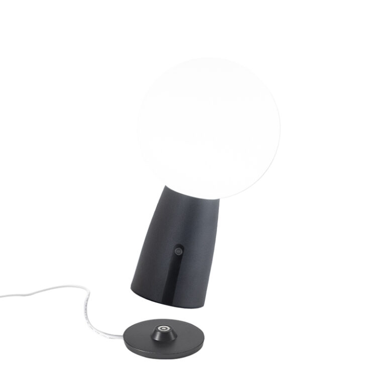 Dark Grey 2.5w LED Portable Table Lamp With Opal Globe - R&S Robertson