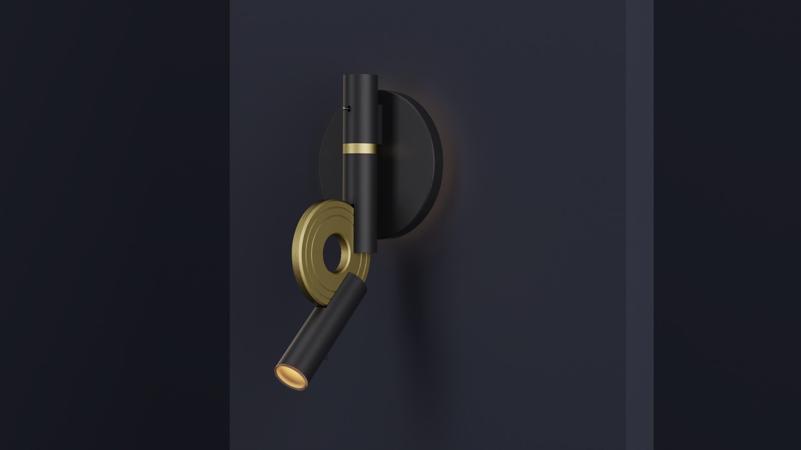 Paris LED Reading Light in Super Matt Black and Satin Brass - R&S Robertson